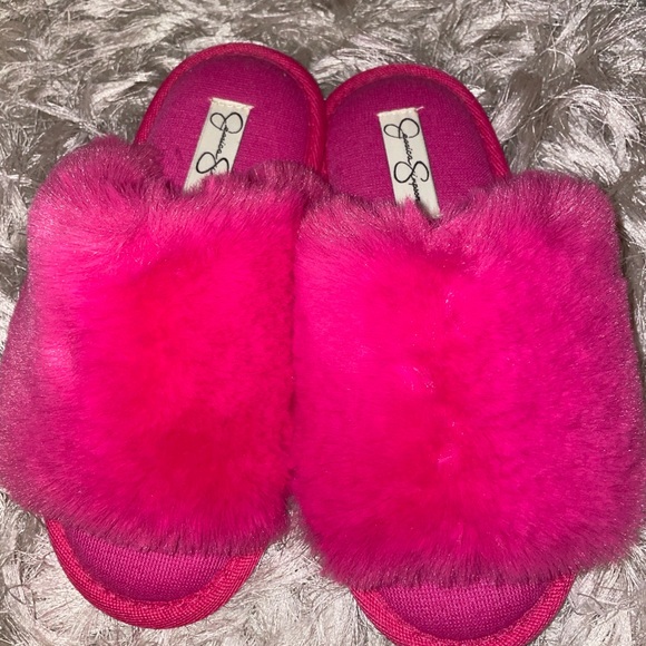 Jessica Simpson | Shoes | Fuzzy Pink Slides Jessica Simpson | Poshmark